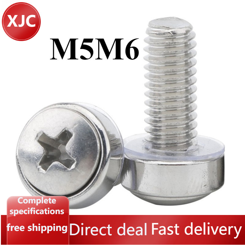 [XJC] 304 สกรูมงกุฎสแตนเลส M5M6 แผงสวิตช์ Phillips สกรูหัวเข็มขัดประเภทคลิป | Shopee Thailand
