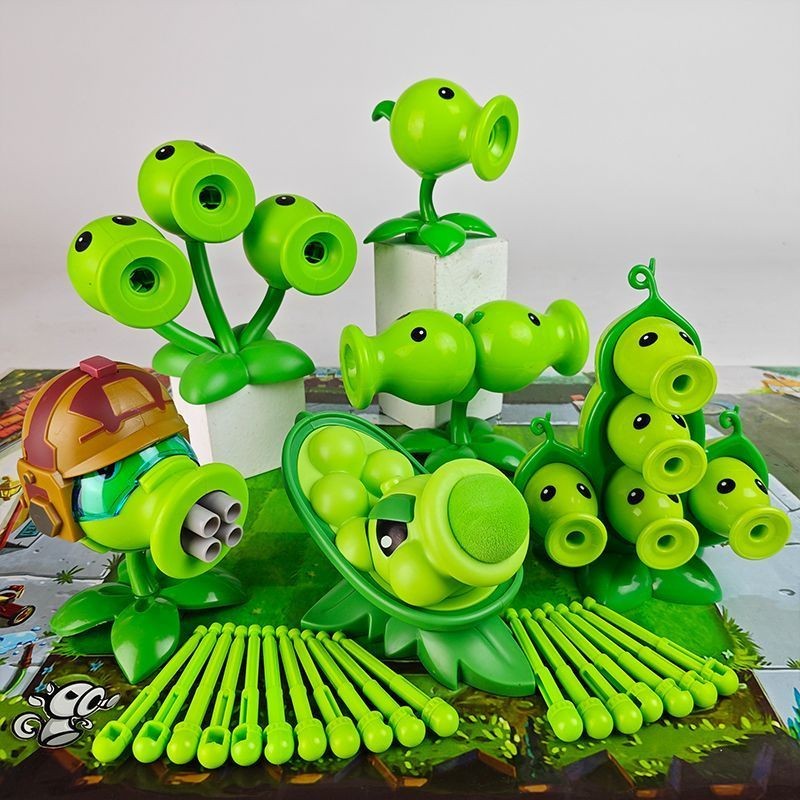 [ส่งด่วนเฉพาะจุด] Plants vs. Zombies Toy Pea ปูนปืนกล Ice Flame Pea Pod ...