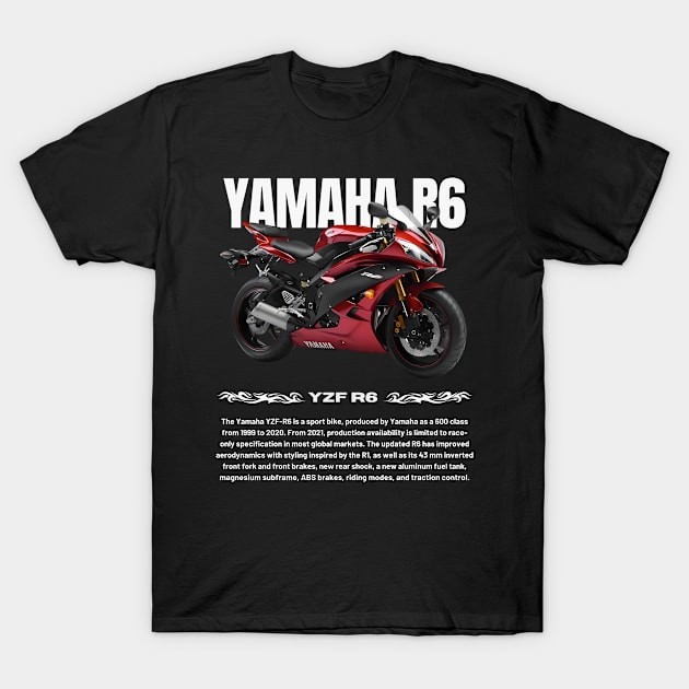 เสื้อยืด Vintage Yamaha YZF-R6 T-Shirt แท้ Cotton 100% ผ้าหนาทรงสวย ยับ ...