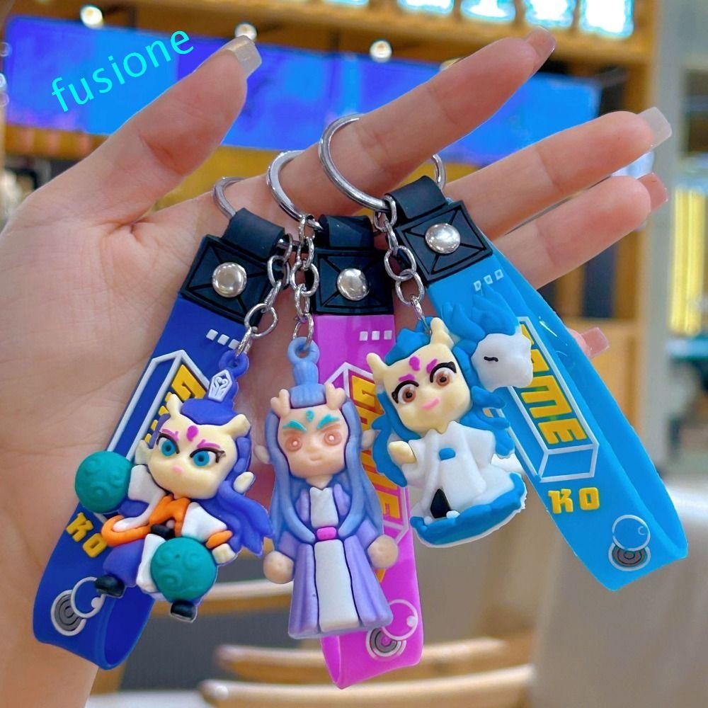 FUSIONEDGE Ne Zha พวงกุญแจตุ๊กตา, จี้ซิลิโคน Expression NeZha ตุ๊กตา ...