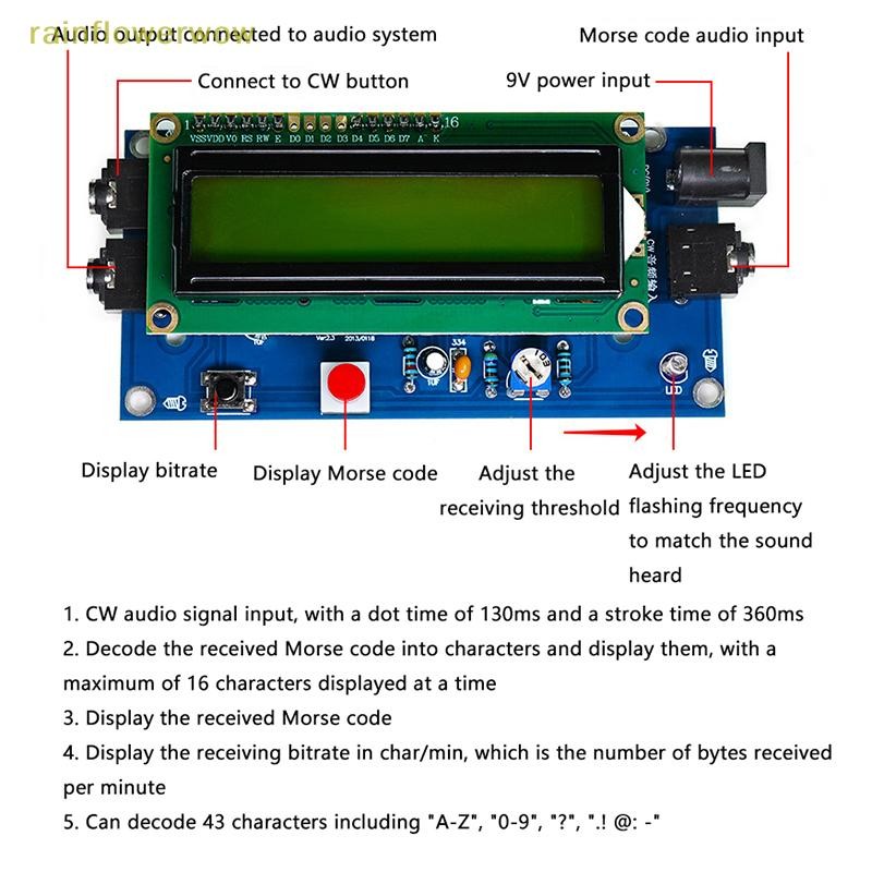 C & B DC 9V DIY CW เทรนเนอร์ถอดรหัสชุด CW ถอดรหัส Morse Code Reader จอ ...