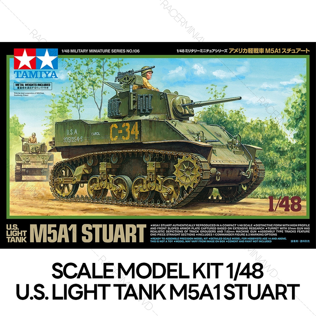 TAMIYA 32606 1/48 U.S. Light Tank M5A1 Stuart ชุดโมเดลประกอบทามิย่าแท้ | Shopee Thailand