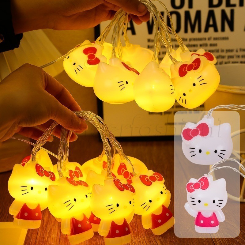 2m LED Hello Kitty Shaped Light String - แบตเตอรี่น่ารักดําเนินการโคมไฟ ...