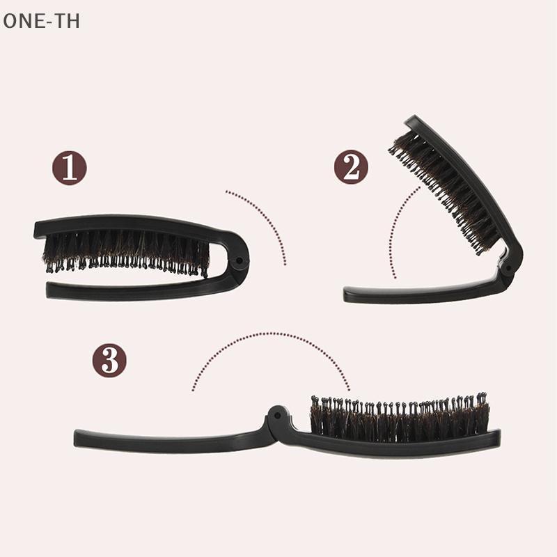 ONE-TH พับ Hairb แบบพกพาหมูป่าขนแปรงแปรงผม Curly และ Fluffy หัวแปรงนวด ...