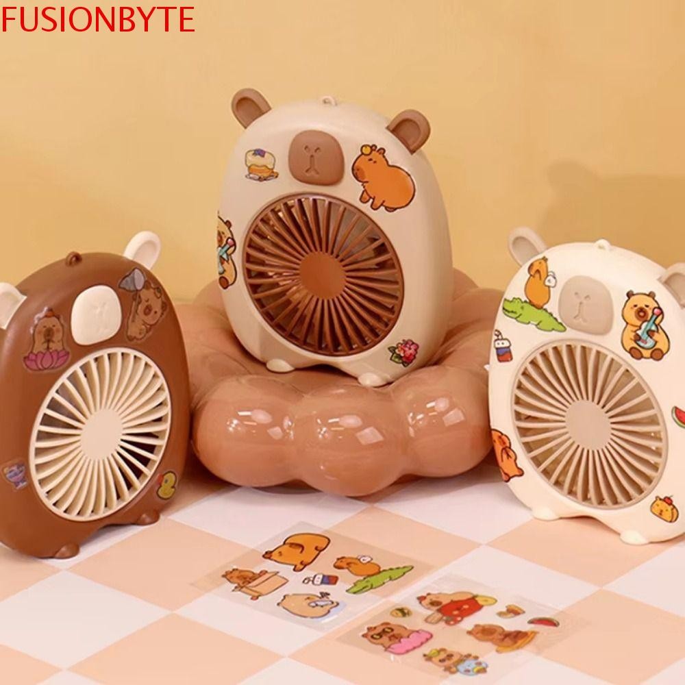 FUSIONBYTE พัดลม Capybara น่ารัก, พัดลม Capybara ขนาดเล็กแบบพกพาที่สร้างสรรค์, ชาร์จสีทึบอเนก ...