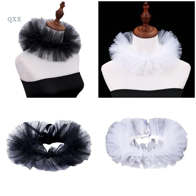 Ch *READY STOCK Elizabethan Ruffle ตาข่าย Faux Collar Victorian สไตล์คอ ...