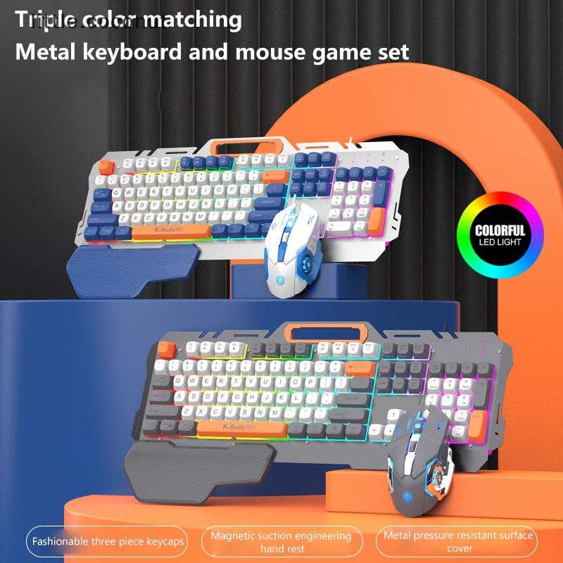 [little.coconut] Gaming 108 คีย์คีย์บอร์ดและชุดเมาส์ RGB โคมไฟบรรยากาศ ...