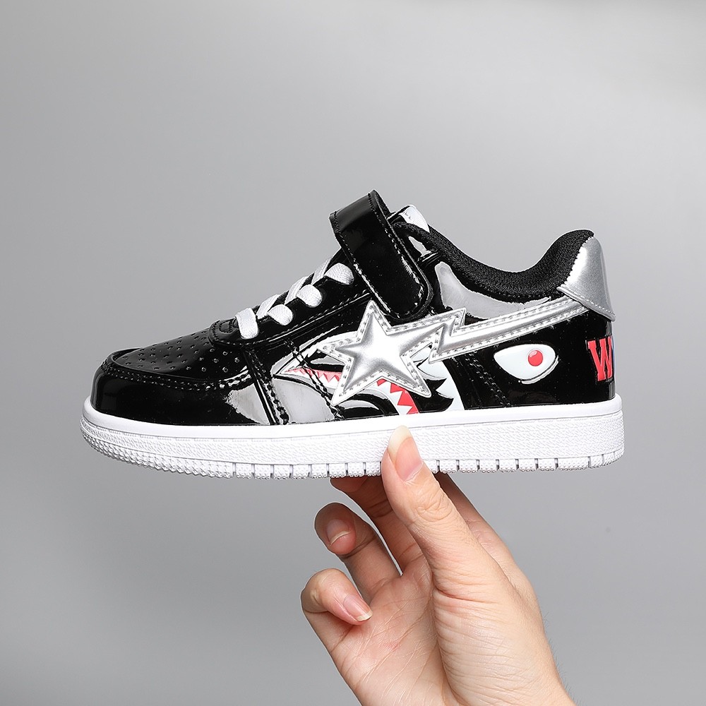 A Bathing Ape Shark Letter Glow Face Velcro รองเท้าผ้าใบเด็ก | Shopee ...
