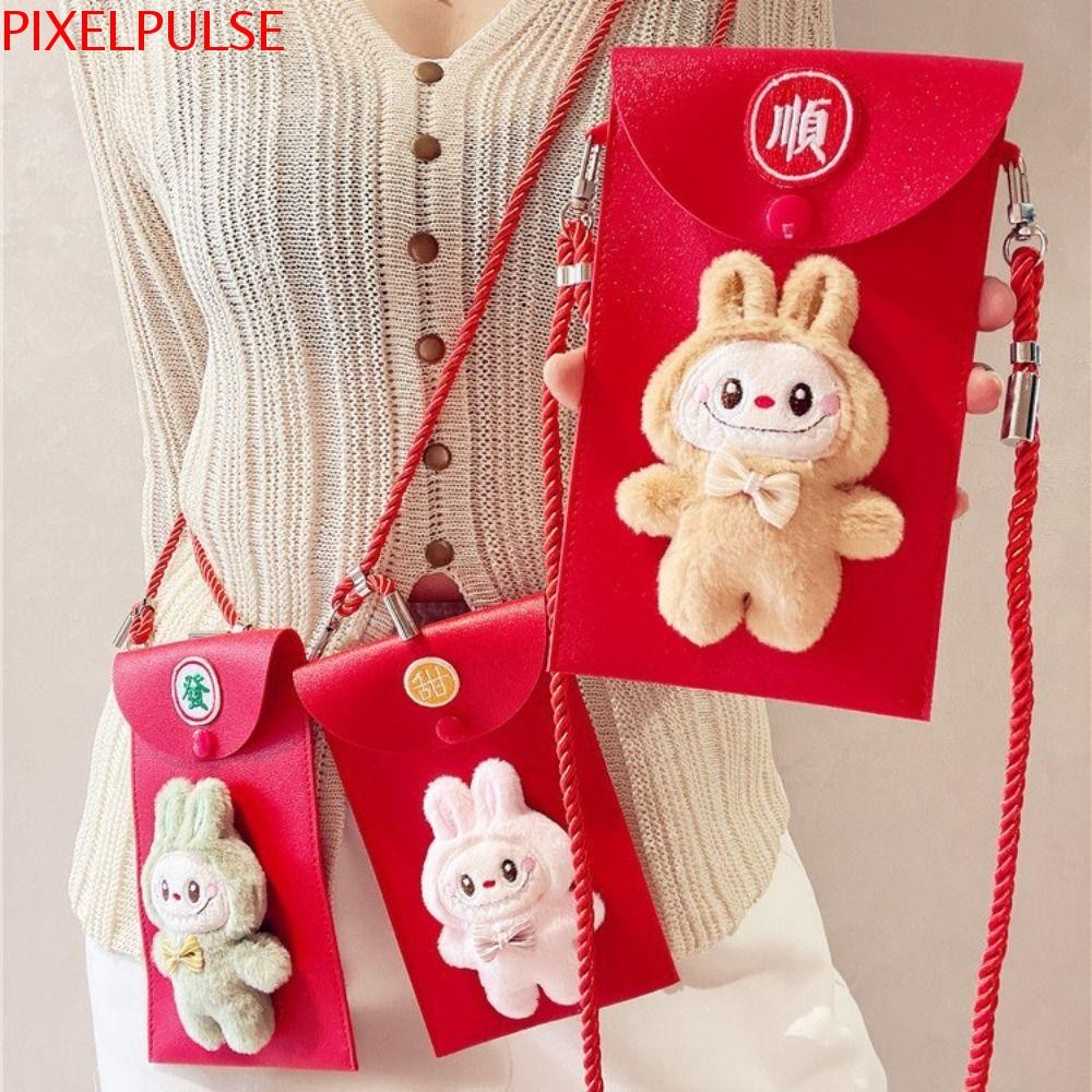 Pixelpulse Labubu Red Packet, Cross Body Plush Labubu Lucky Money ...