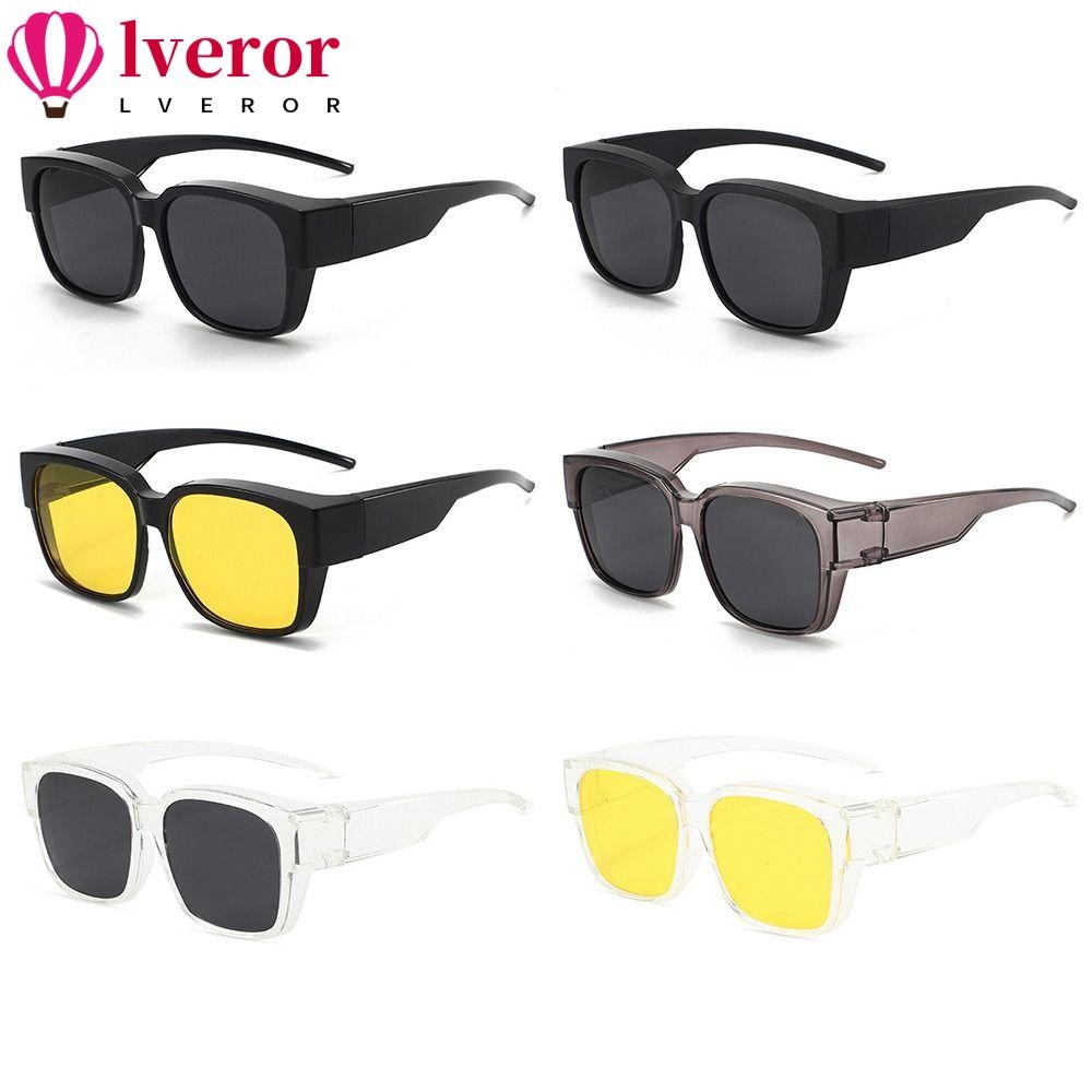 LVEROR แว่นกันแดดโพลาไรซ์ที่สามารถสวมทับแว่นตาอื่นๆสําหรับขับรถขี่เฉดสีสี่เหลี่ยม | Shopee Thailand