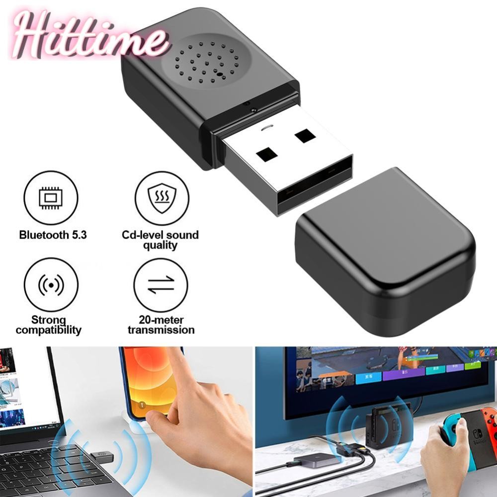 HITTIME USB Bluetooth 5.3 อะแดปเตอร์เครื่องส่งสัญญาณบลูทูธอะแดปเตอร์ USB ไร้สายไดรฟ์ฟรีสําหรับ ...