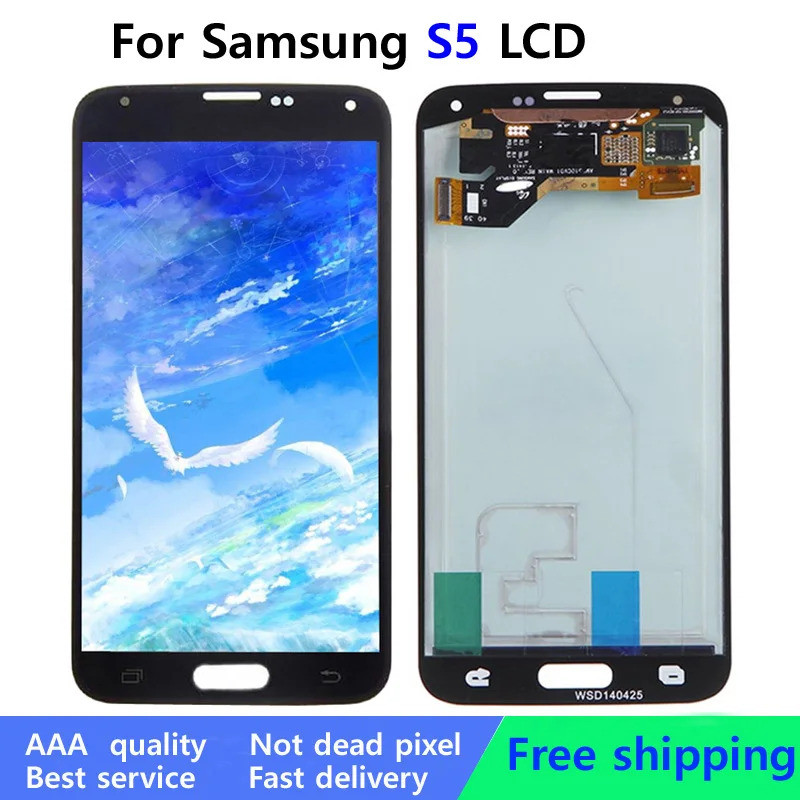 จอแสดงผล LCD Touch Screen Digitizer สมัชชาสำหรับ Samsung Galaxy S5, G900, G900F จอแอลซีดีอะไหล่ ...
