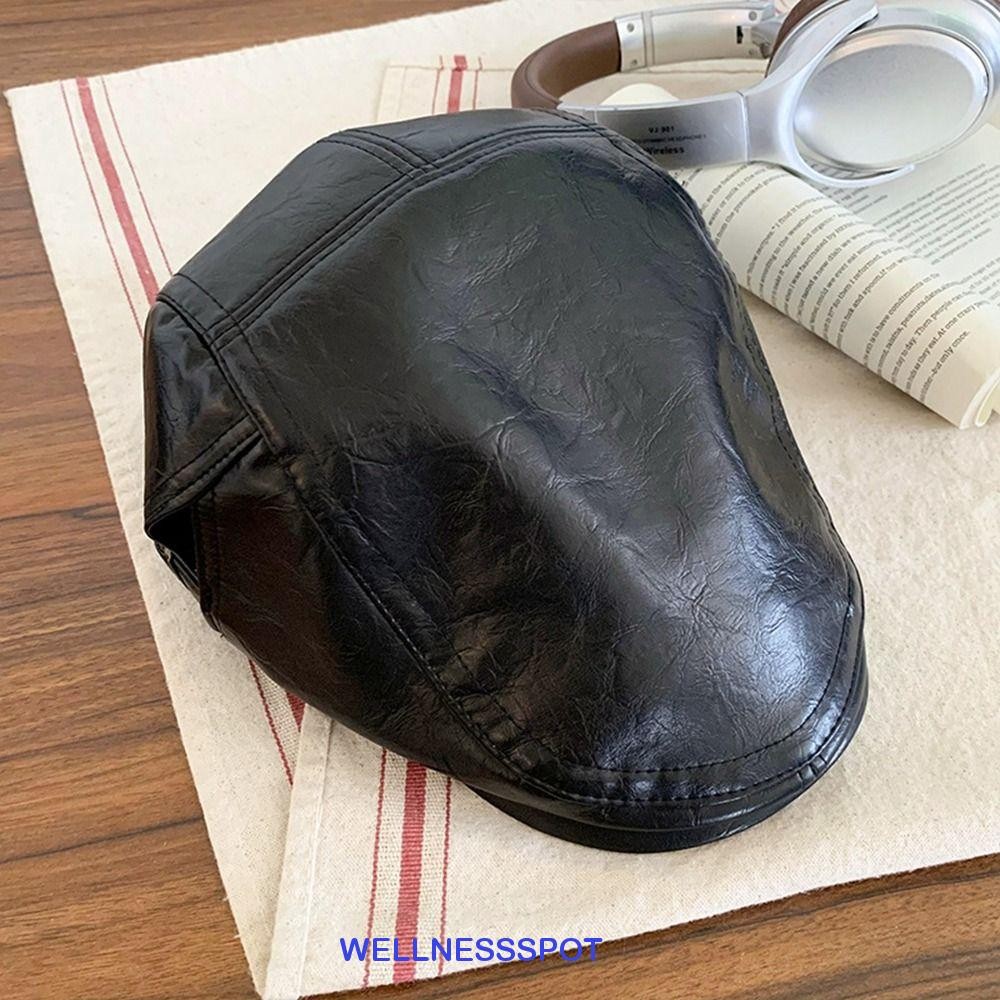 Wellnessspot หมวกเบเร่ต์หนัง PU สไตล์เกาหลีบุคลิกภาพแปดเหลี่ยมหมวกลําลองย้อนยุคสไตล์อังกฤษ ...