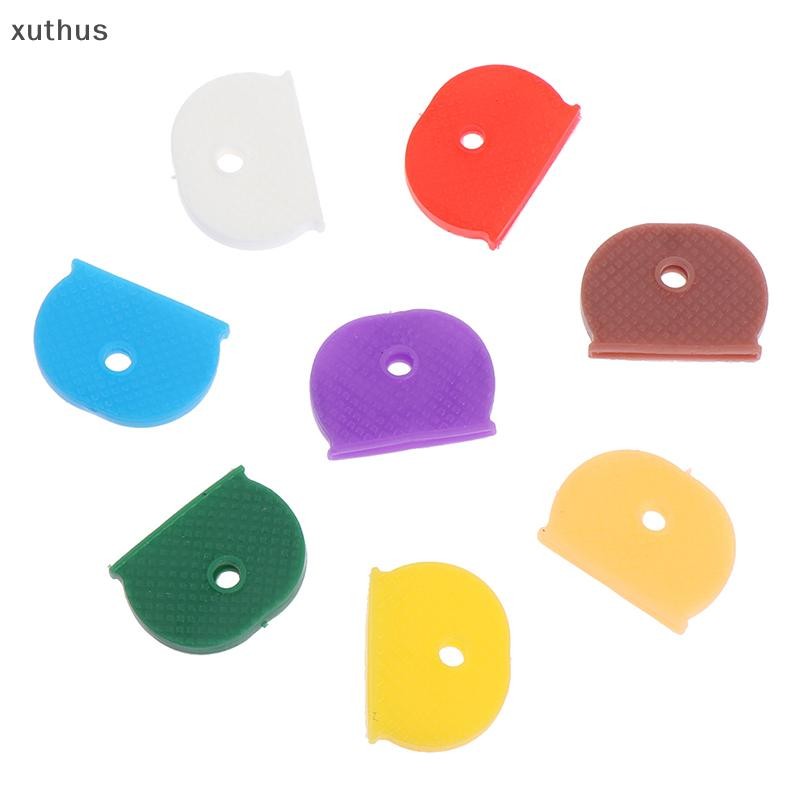 XUT 10 ชิ้นผสมสียาง Soft Key Locks กุญแจหมวกครอบคลุม Topper พวงกุญแจ N ...