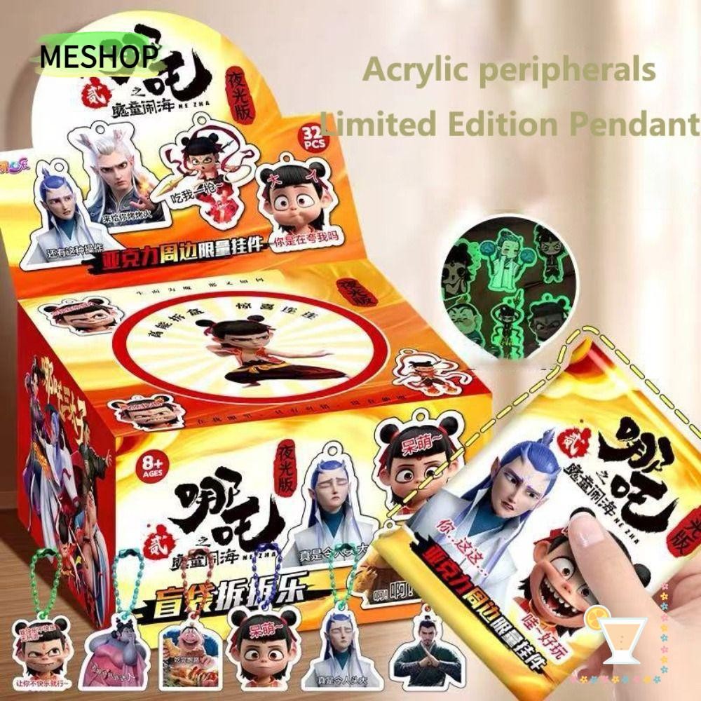 ME 32pcs กล่องพวงกุญแจ, Luminous Ne Zha 2 พวงกุญแจจี้ของเล่น,การ์ตูนอะ ...