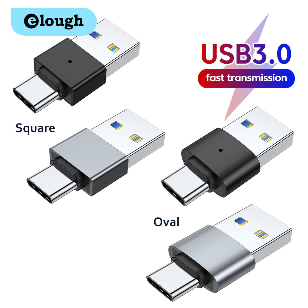Elough Mini USB 3.0 Male to Type C Male Adapter พร้อมไฟแสดงสถานะแบบพกพา ...