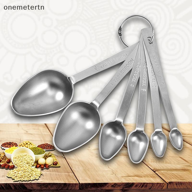 Oyr 6 ชิ้นช้อนตวงชุด Stackable สแตนเลสครัวเบเกอรี่เมล็ดกาแฟปรุงรสยาวจับช้อนตวง Coffeeware N ...