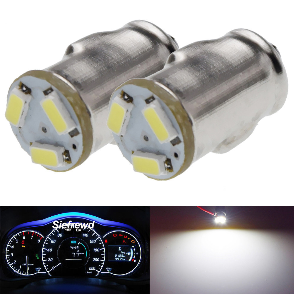 2 ชิ้น BA7S หลอดไฟ LED สีขาว 3014 3SMD ภายในรถ Dashboard Gauge สวิตช์ ...