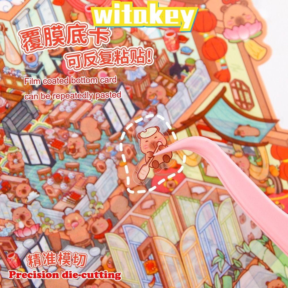 WITAKEY ภูมิทัศน์สติกเกอร์, Plus ขนาดการ์ตูน Cabin ฉากกระเป๋าสติกเกอร์, DIY ภาพซ้อนกระเป๋า Cabin ...