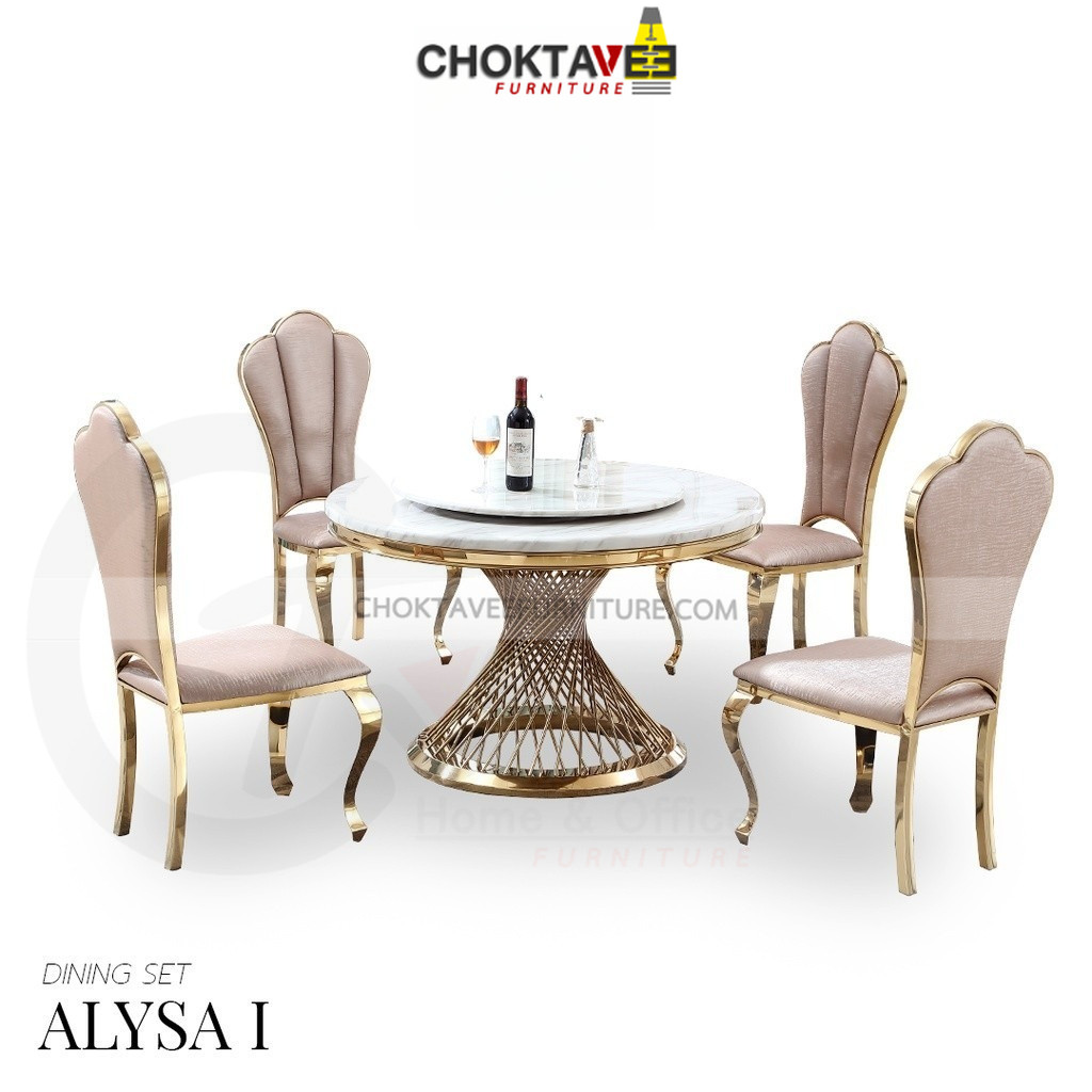 ชุดโต๊ะอาหาร กลม 6ที่นั่ง 130cm. (Platinum Luxury Series) รุ่น SET-TTB-LUX ALYSA [TB Collection ...