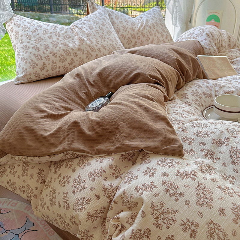 Coffee Cadar Queen พร้อมผ้าพันคอชุดติดตั้งผ้าปูที่นอนผ้าปูที่นอน ...