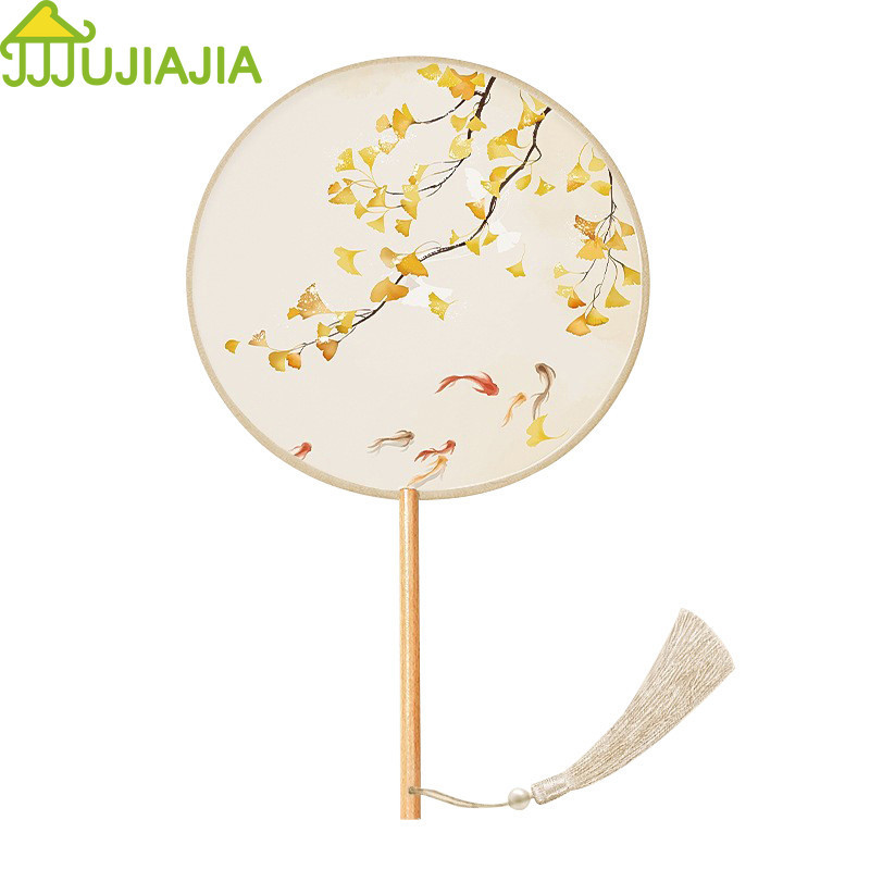 Jujia พัดลมศิลปะโปร่งใสกึ่งความงามสูงพร้อมที่จับยาวและพู่เข้ารหัส ...