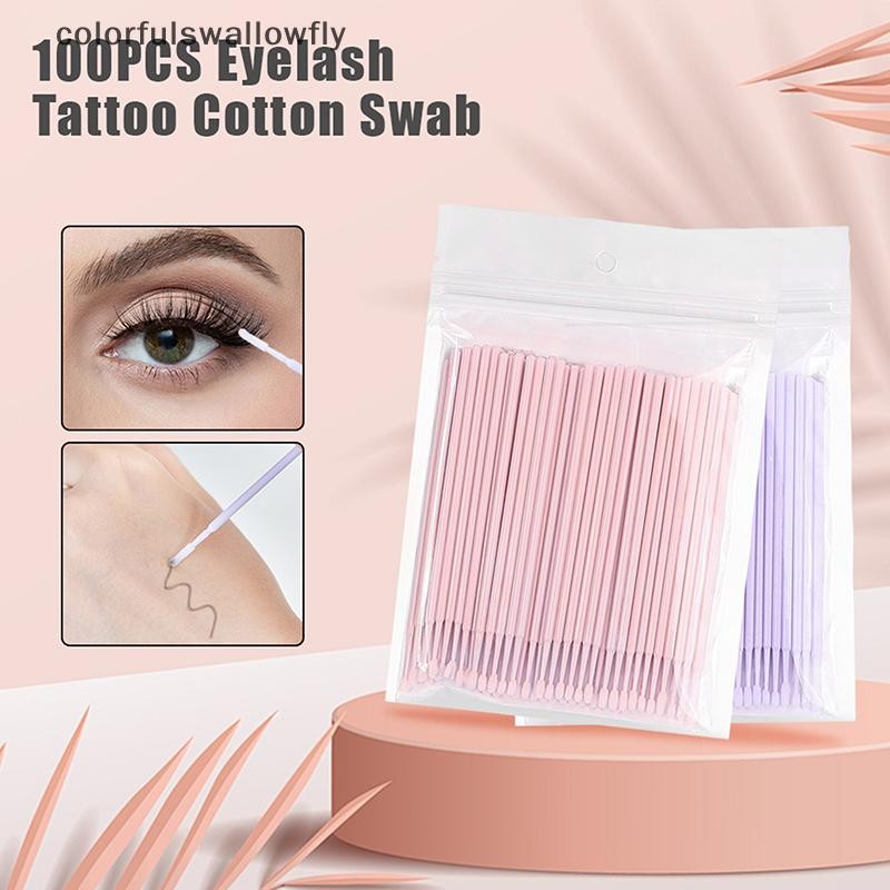 สีสันswallowfly 100 ชิ้นทิ้งขนตาแปรง Swab Microbrush Eyelash Extension เครื่องมือขนตาส่วนบุคคล ...