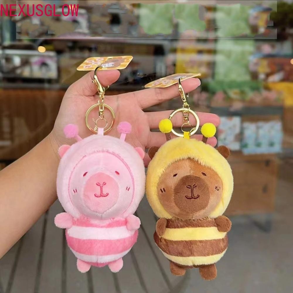 Nexusglow พวงกุญแจตุ๊กตา Capybara, PP Cotton Soft Capybara Bee Key ...
