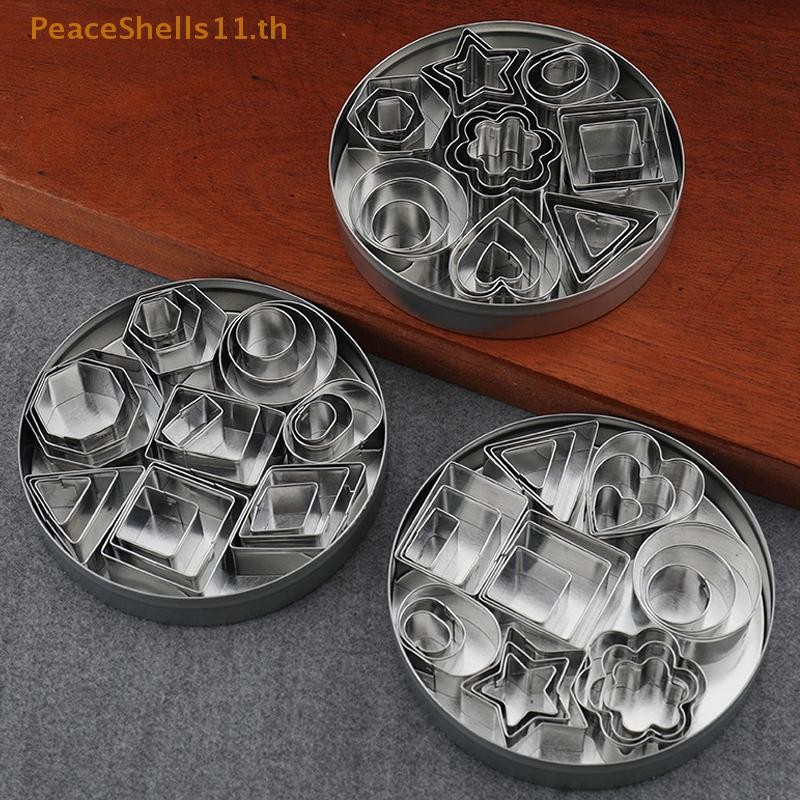Peaceshells ใหม่ 24 ชิ้น/เซ็ตเครื่องตัดคุกกี้สแตนเลส Fondant เค้กเบเกอรี่แม่พิมพ์รอบหัวใจดอกไม้ ...