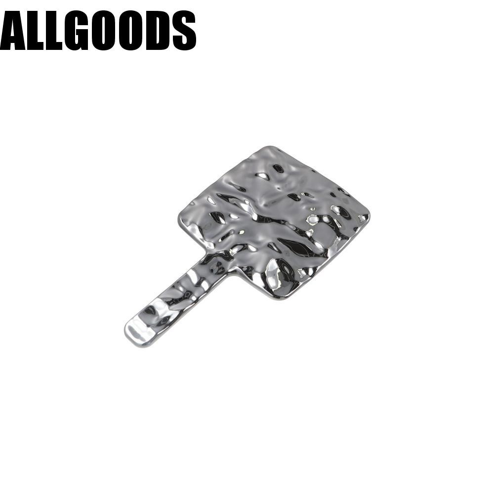 ALLGOODS กระจกมือถือ, กระจกแต่งหน้ารูปทรงของเหลวความละเอียดสูง, แฟชั่นแบบพกพา Square Silver ...