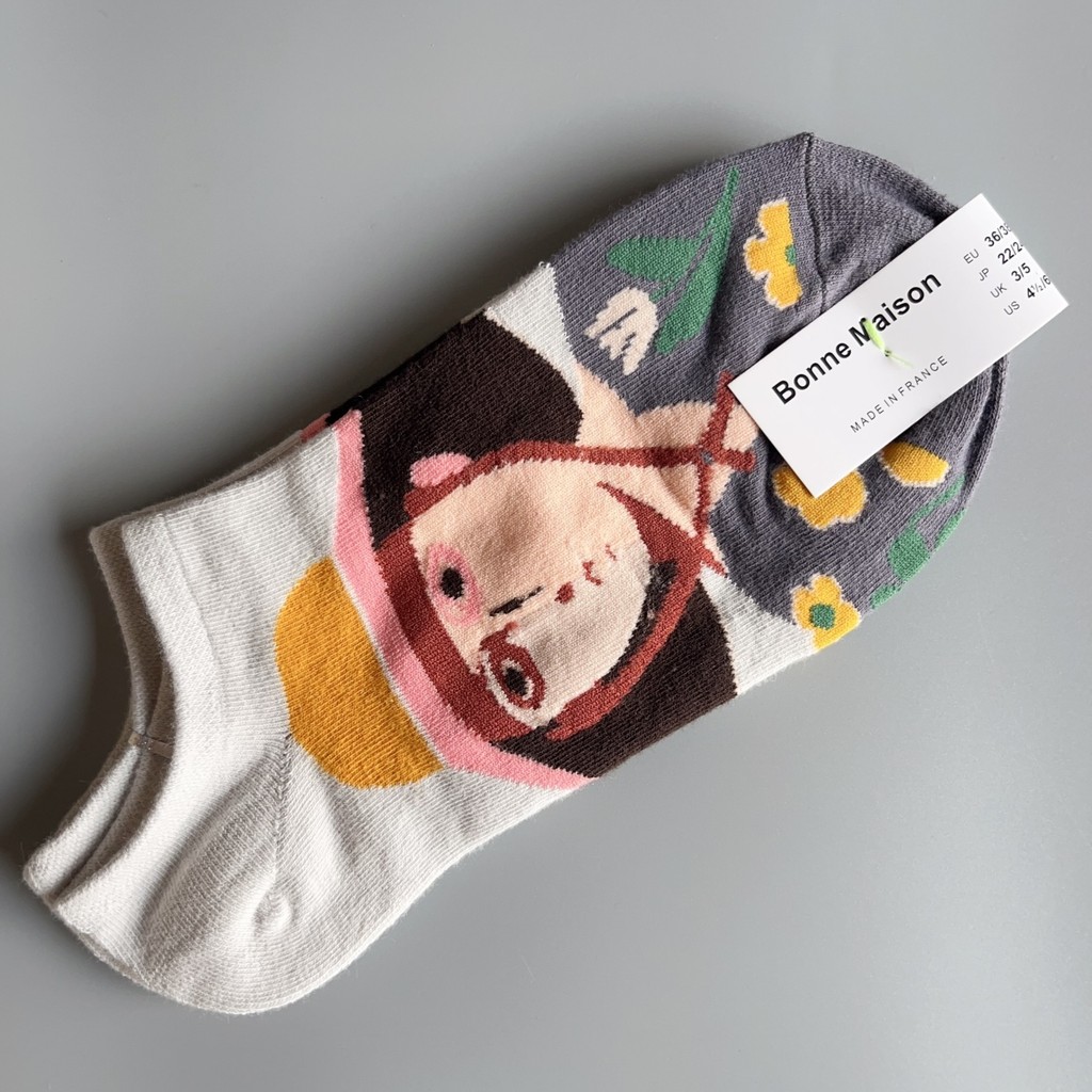 French Niche Influencer ภาพวาดสีน้ํามันถุงเท้าสั้น Tube Low-Top Retro ...