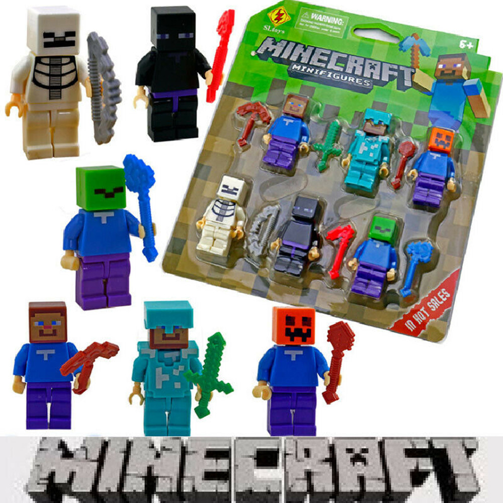 6 ชิ้น Minecraft Building Blocks ของเล่นเด็ก Classis ตัวเลข Fit ...