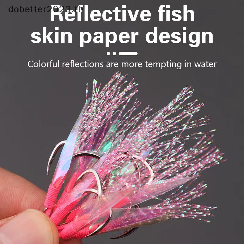 [DB] Cast Jig Assist Hook High Carbon Steel Angle Barbed Thread Feather Lure Fishing Tackle Slow ...