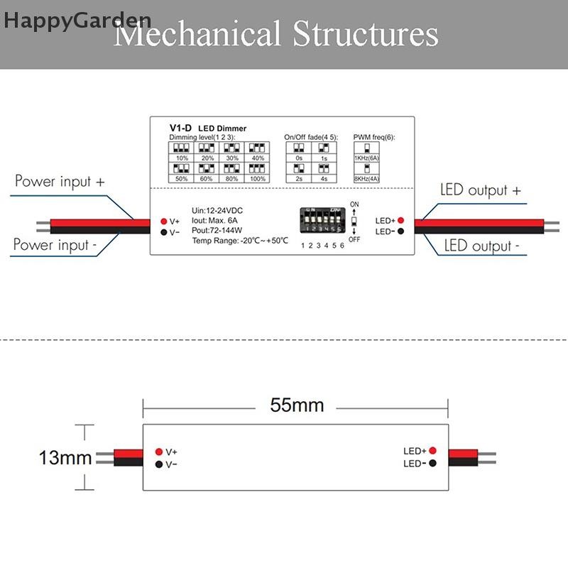 ใหม่ V1-D แรงดันไฟฟ้าคงที่ LED Dimmer Controller DC 12V 24V 1CH 6A ...