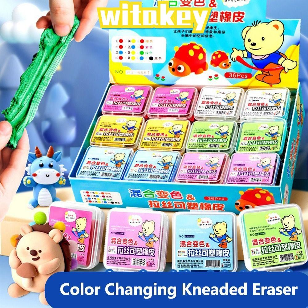 WITAKEY 6 ชิ้น/เซ็ตยางลบดินสอ,สียางนวดยางลบ,คุณภาพสูงนุ่มเปลี่ยนสี Moldable Eraser ของขวัญ ...