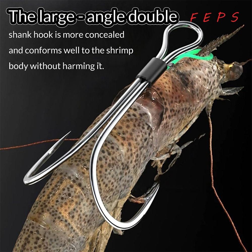 FEPS 5 ชิ้นกุ้งสดเหยื่อตะขอ,ตะขอคู่ Wacky Weedless Worm เหล็กคาร์บอนสูง ...