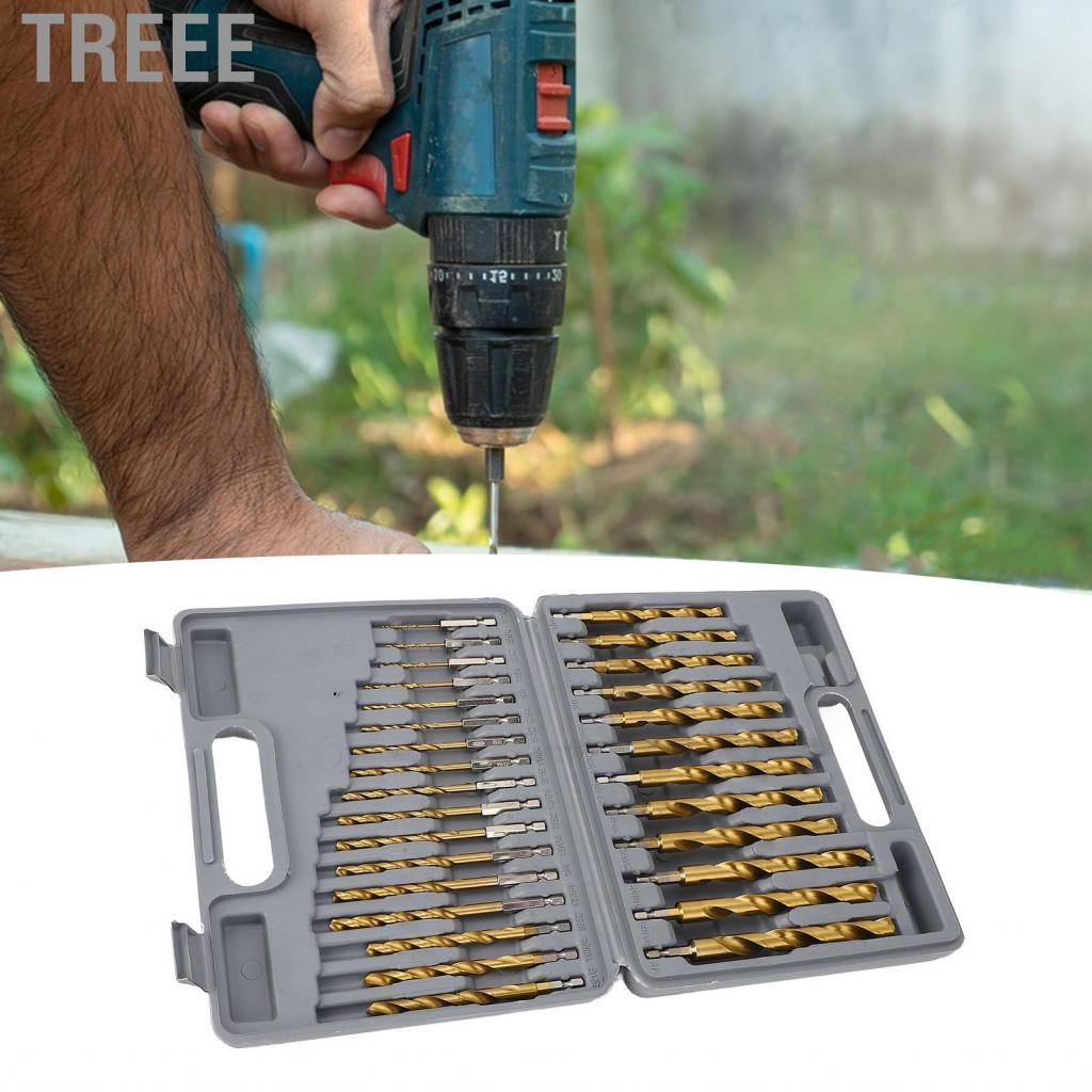 Treee Twist เจาะชุด Bit แบบพกพากล่อง Ti เคลือบ HSS Hex Shank Bits 29 ...
