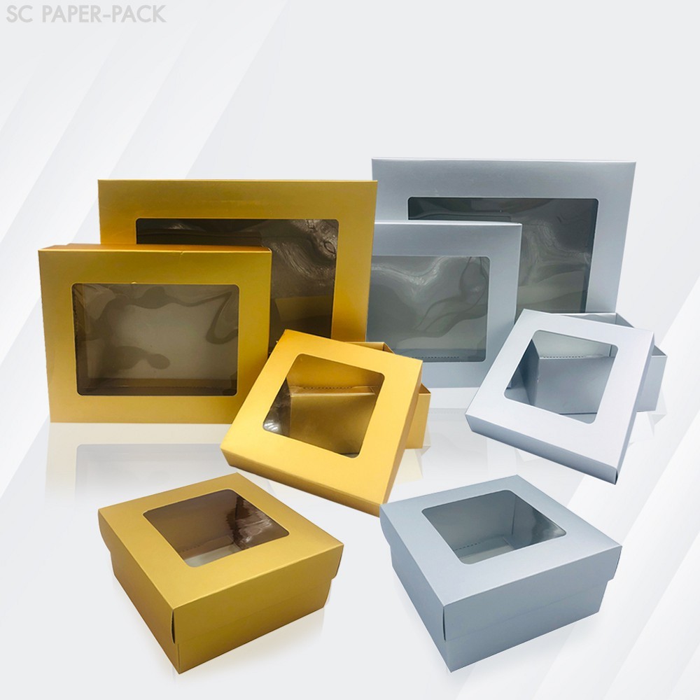 SC Paper-Pack กล่องเมทัลลิค ฝาครอบ มีหน้าต่าง (เเพ็ค 12 ใบ) | Shopee ...