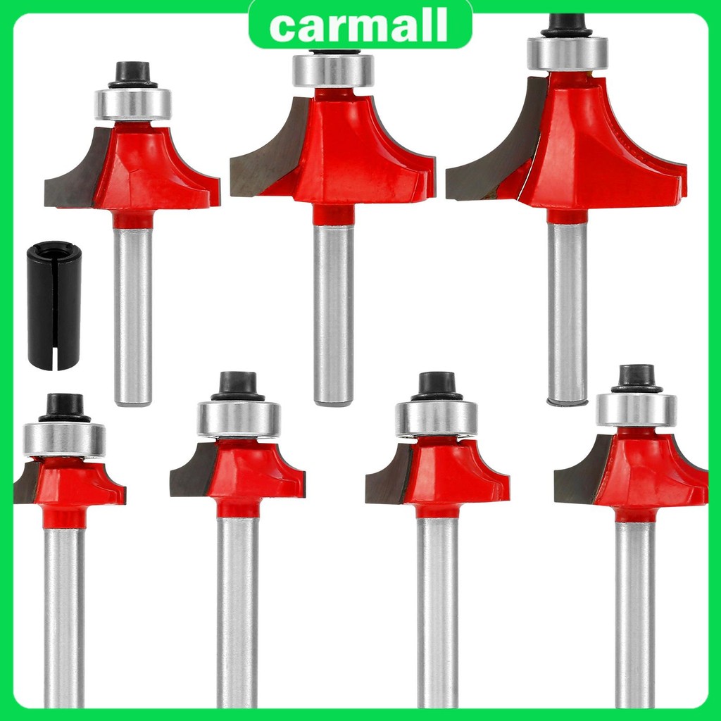 7 ชิ้น 1/4 นิ้ว Shank Roundover Edging Router Bit ชุดคาร์ไบด์แบริ่ง ...