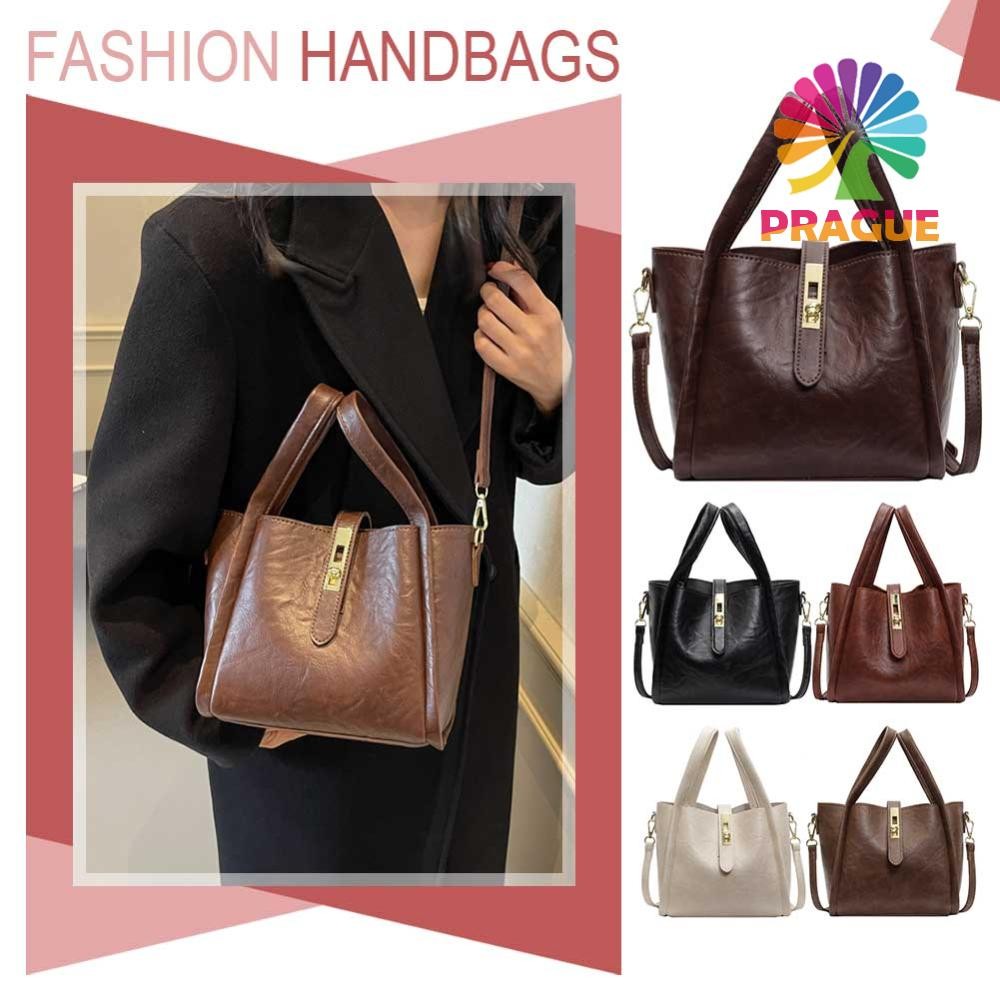 ผู้หญิง PU Bucket Bag กระเป๋าสะพายแฟชั่นความจุขนาดใหญ่อินเทรนด์ Tote ...