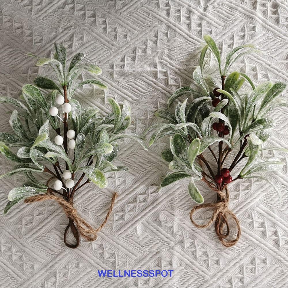 Wellnessspot 2 ชิ้นประดิษฐ์ Mistletoe, Handmade Frosted จําลอง ...