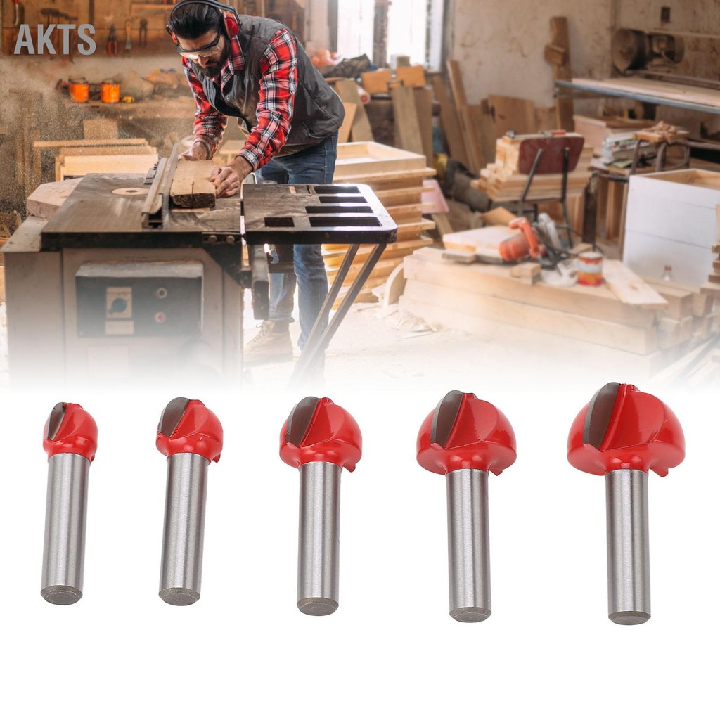 AKTS 5 ชิ้น Round Nose Router Bit 8 มิลลิเมตร Shank คาร์ไบด์ความแข็งสูง ...