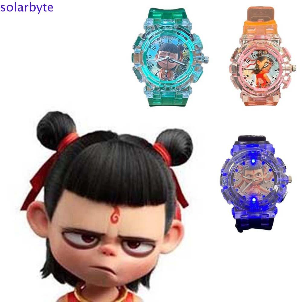 SOLARBYTE Ne Zha นาฬิกาส่องสว่าง,พลาสติกปรับ NeZha นาฬิกา,ปุ่มใหม่แบตเตอรี่ Myth ABS การ์ตูน ...