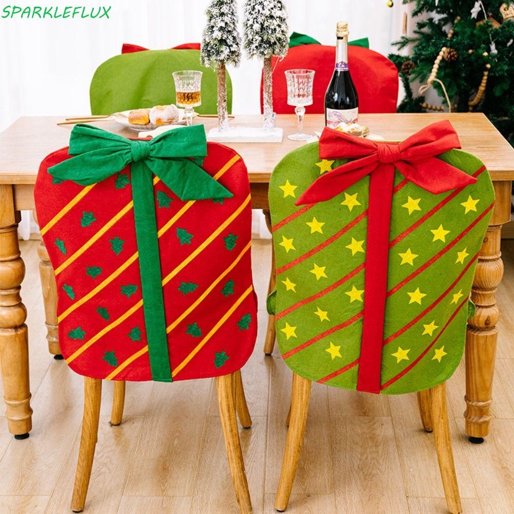 Sparkleflux ผ้าคลุมเก้าอี้คริสต์มาส, Bow Candy Cane Xmas เก้าอี้ที่นั่ง ...