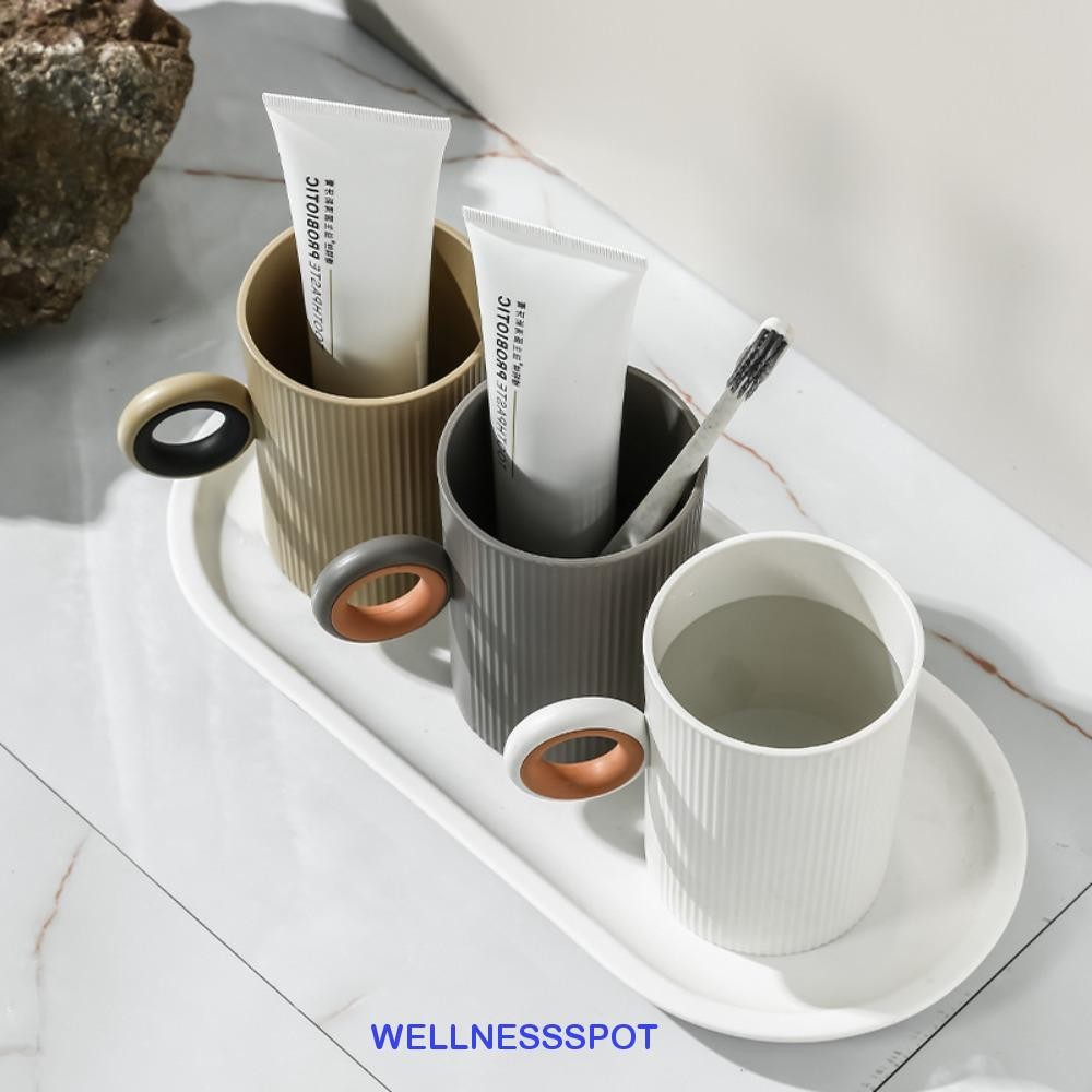 Wellnessspot ถ้วยน้ํายาบ้วนปาก, ถ้วยแปรงหรูหราสไตล์นอร์ดิก, ครัวเรือนพลาสติกสกปรกทนถ้วยแปรงสีฟัน ...