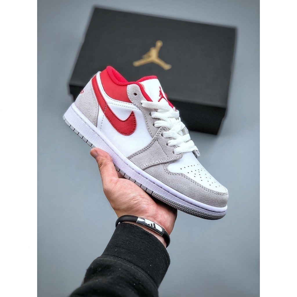 [ตัวเลือก] unisex WMNS Air Jordan 1 'light Grey SMOKE Red GYM 'aj1 Men ...