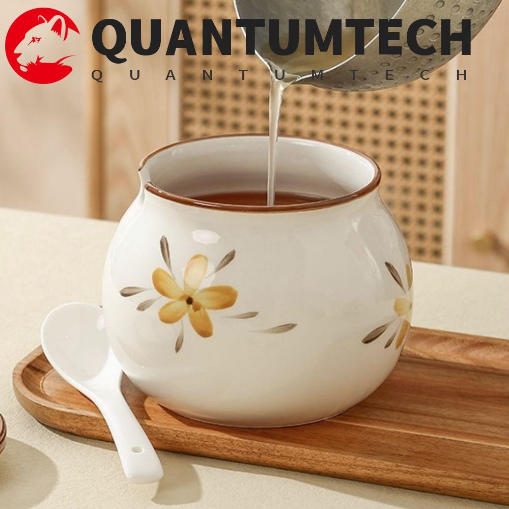 QUANTUMTECH เซรามิค Lard Can, ทนอุณหภูมิสูงพร้อมฝาปิดและช้อนขวดปรุงรส, อเนกประสงค์ญี่ปุ่น Retro ...