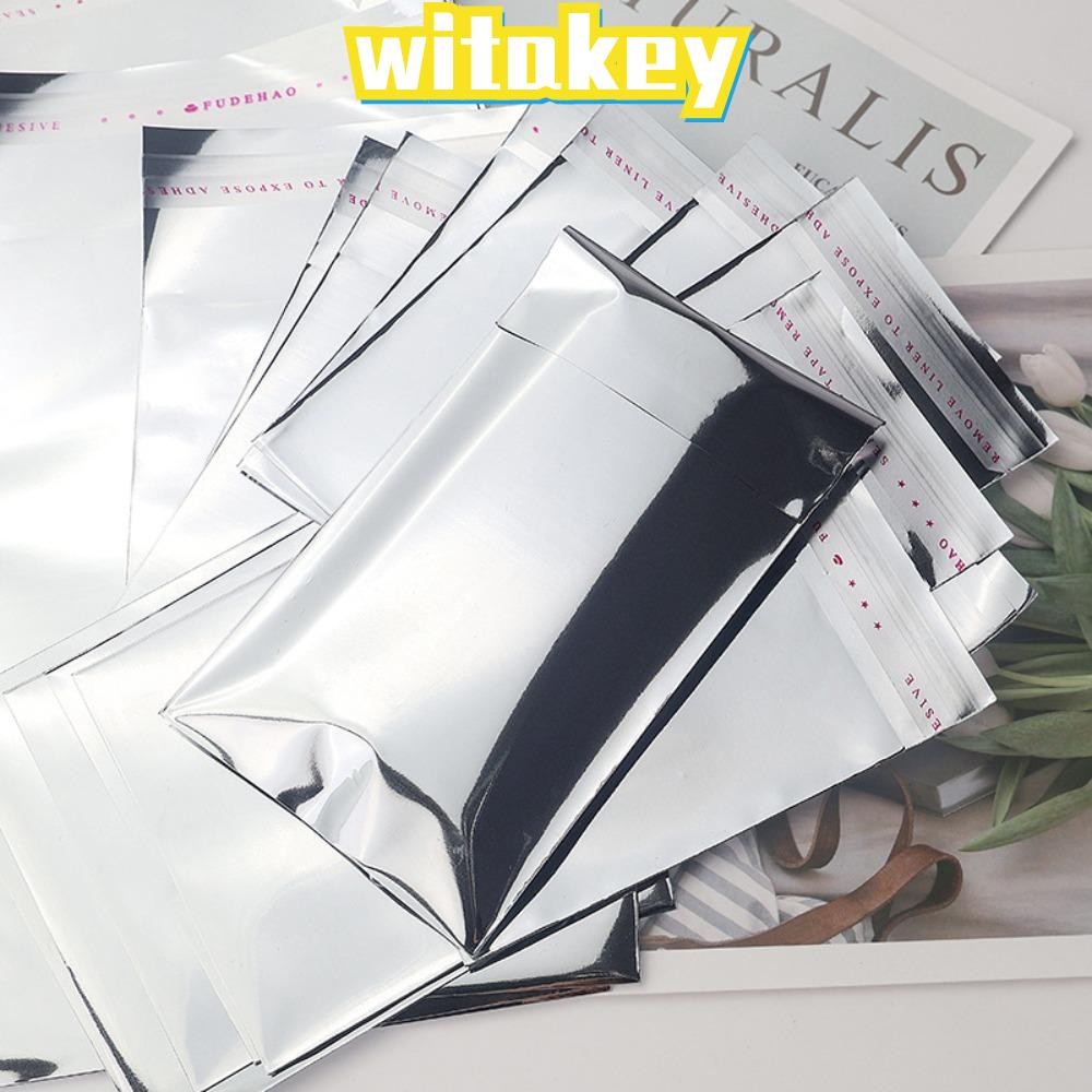 WITAKEY ถุงบรรจุปิดผนึกด้วยตนเอง 100 ชิ้น, ที่ใส่การ์ดโฟโต้การ์ดแบบมีกาวในตัวอลูมิเนียมฟอยล์ ...