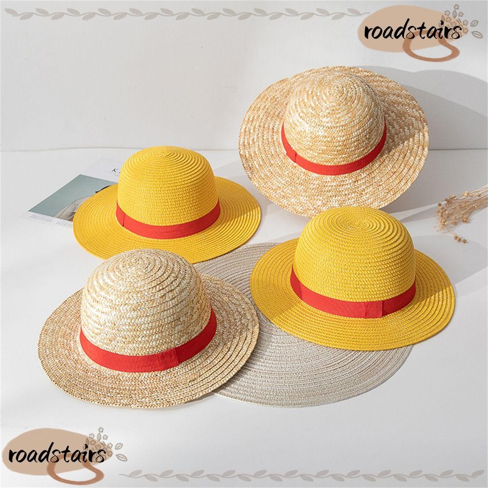 ROADSTAIRS Luffy หมวกฟางปีกกว้างปานามาหมวกฤดูร้อน Fedora Beach คอสเพลย์ ...