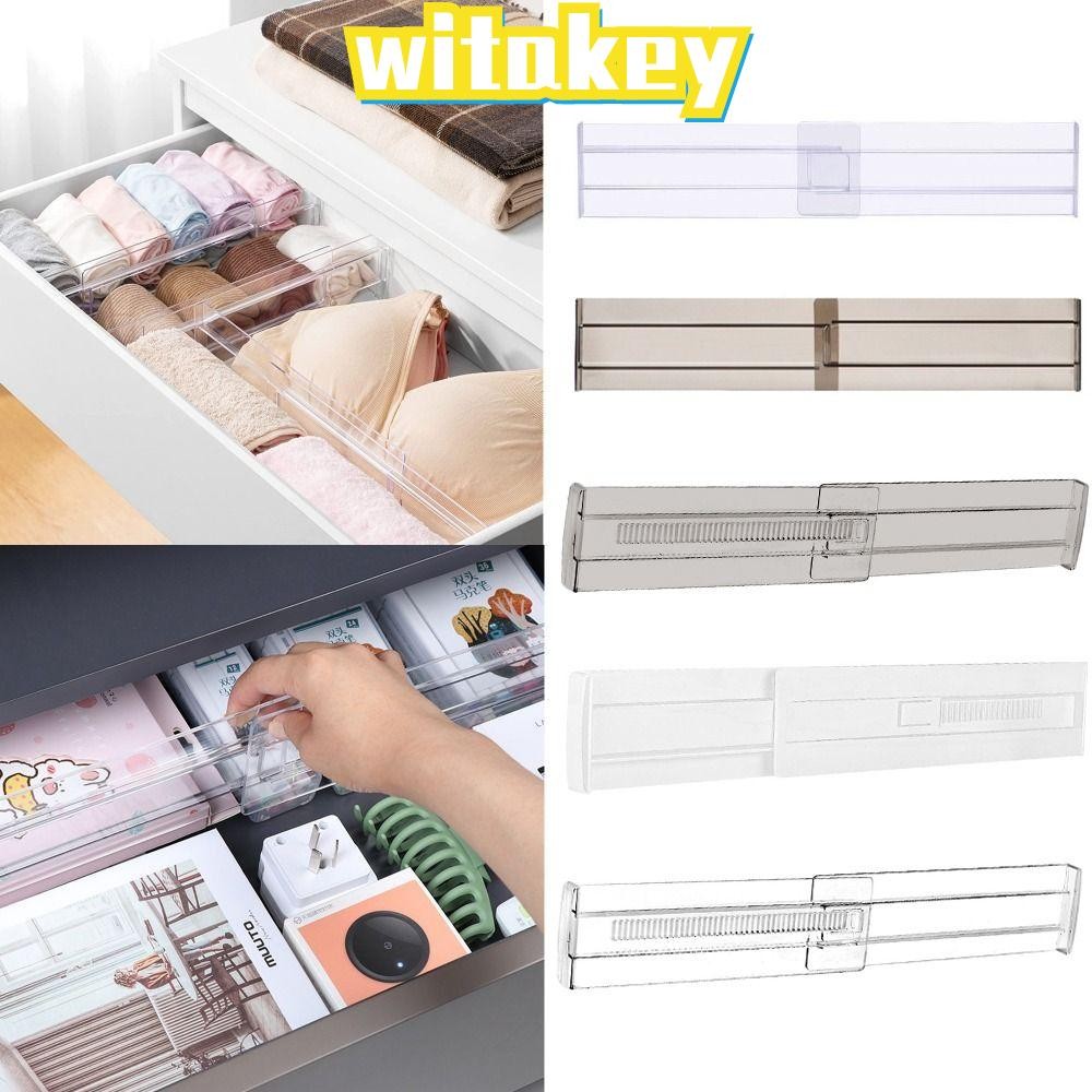 WITAKEY ที่แบ่งลิ้นชัก, Telescoping ปรับลิ้นชักแยก, มัลติฟังก์ชั่นโปร่งใส DIY แผงฝุ่น Home ...